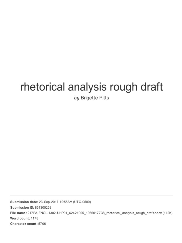 Rhetorical Analysis Rough Draft | PDF | Phrase | Comma
