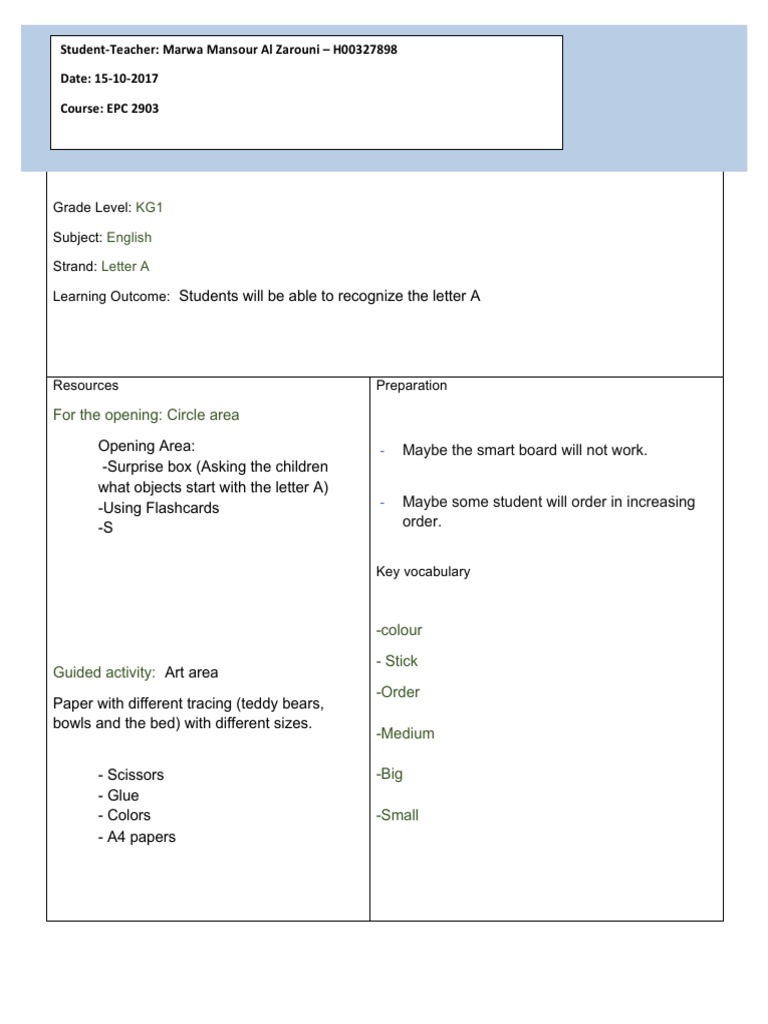 English Lesson Plans and Reflection | PDF | English Language | Teachers