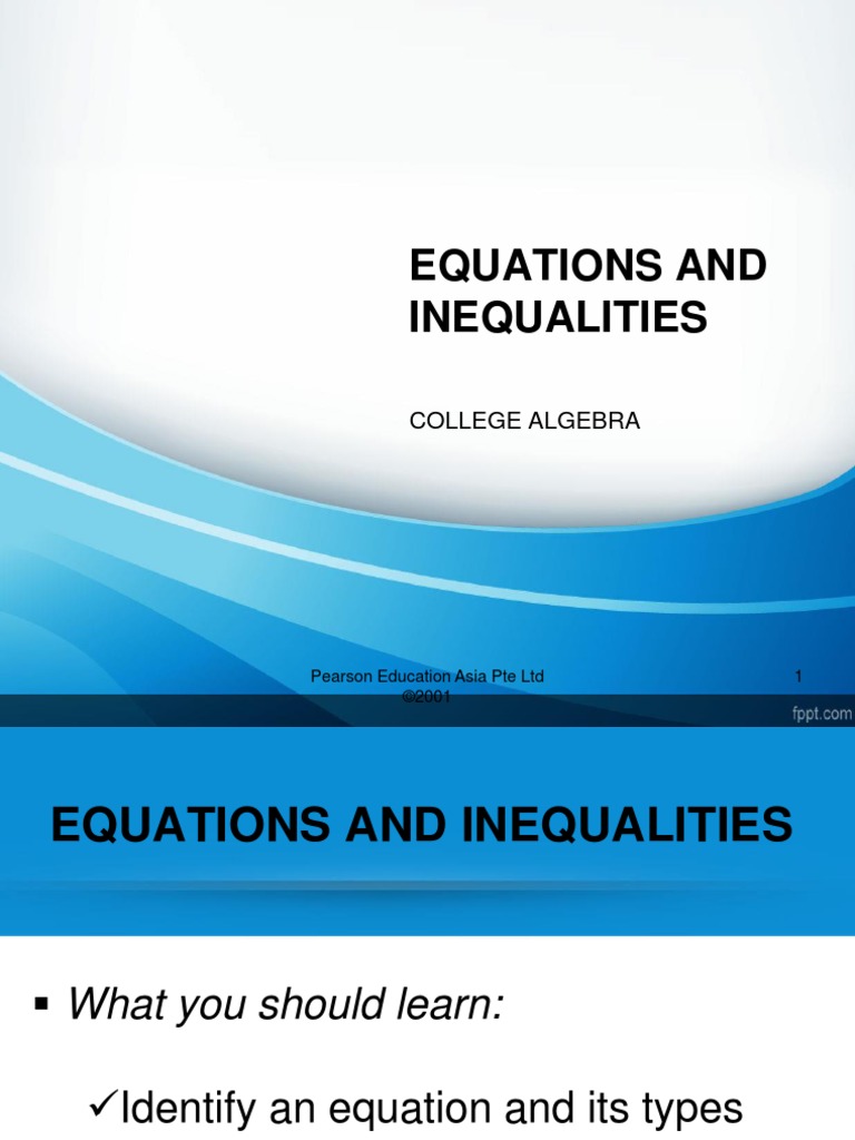 Equations and Inequalities: College Algebra | PDF | Equations | Algebra