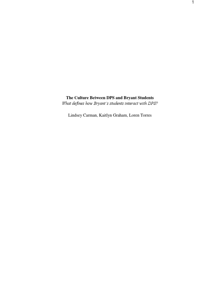 The Culture Between DPS and Bryant Students | PDF | Survey Methodology ...
