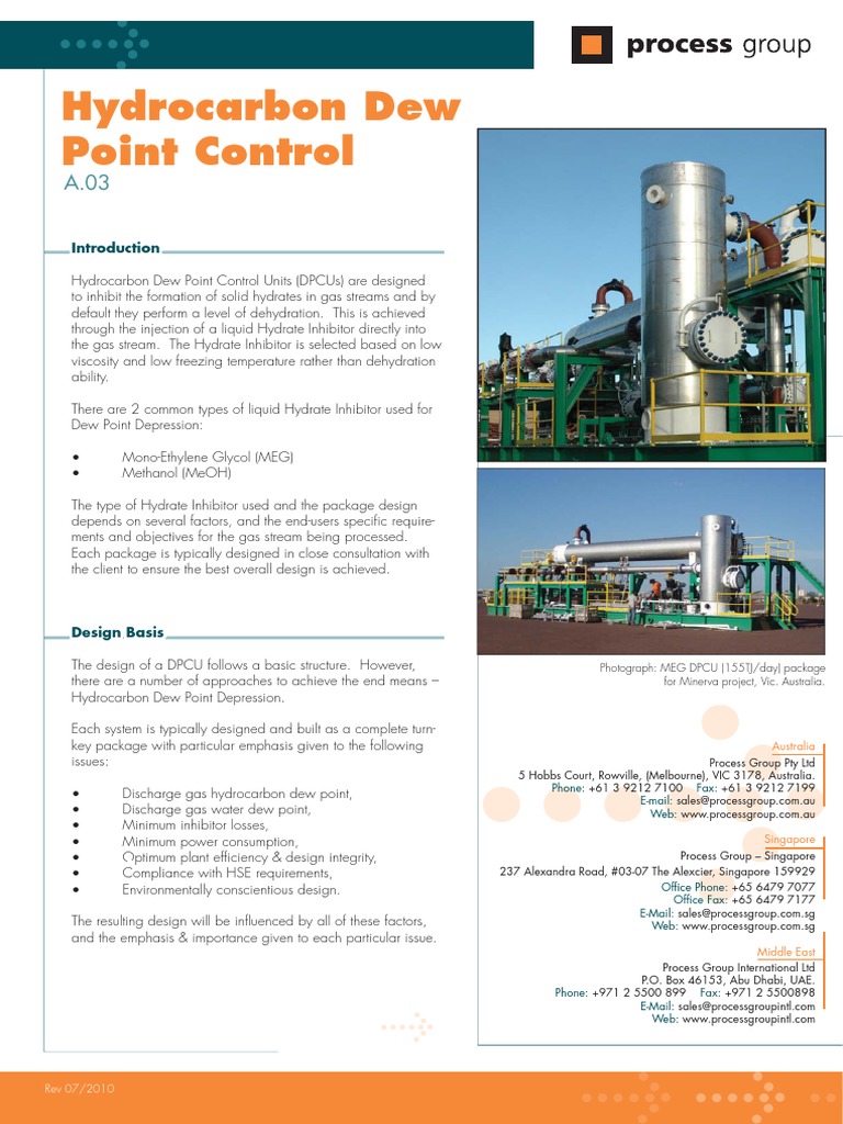 A03 Hydrocarbon Dew Point Control Rev 07-10 | PDF | Phase (Matter ...