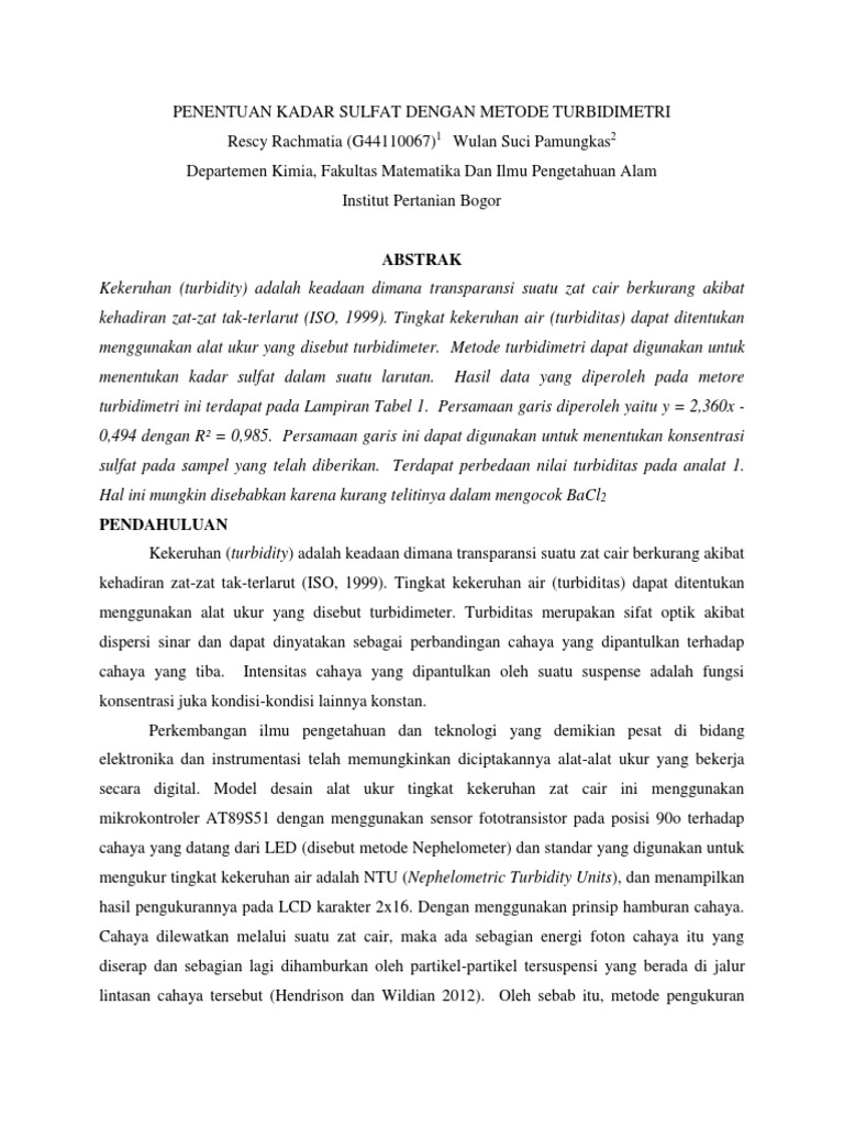 Penentuan Kadar Sulfat Dengan Metode Tur | PDF | Sains & Matematika