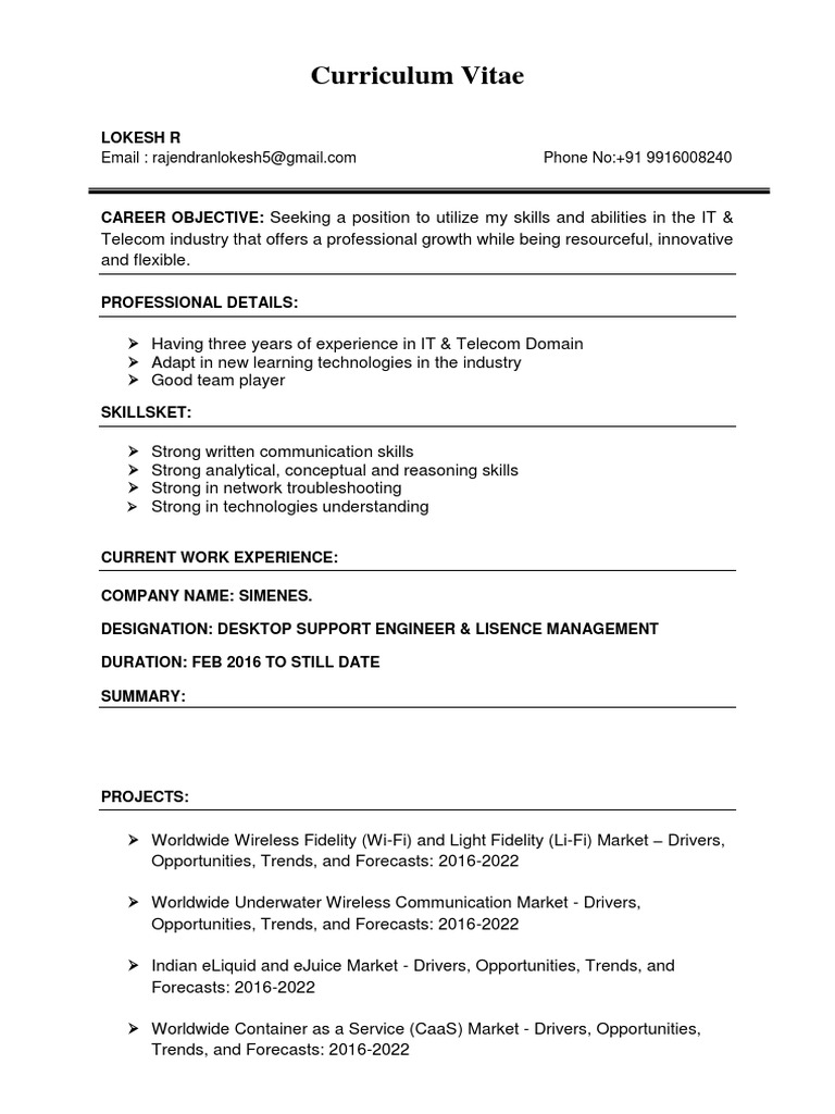 Curriculum Vitae - Lokesh | PDF | Tamil Nadu | Cloud Computing