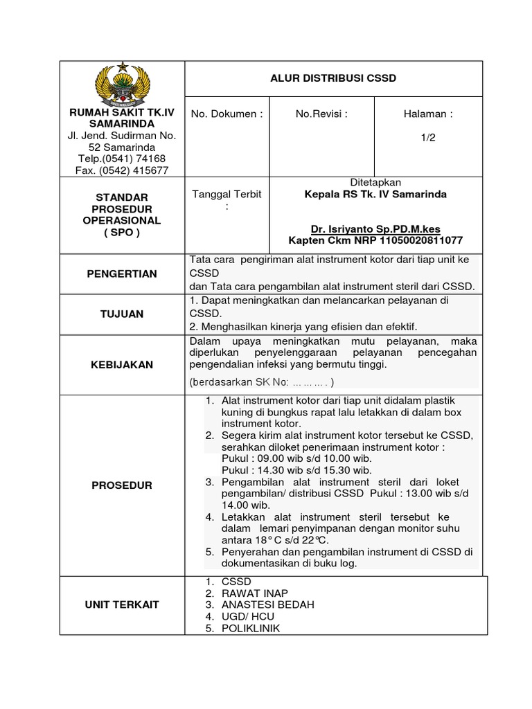 Spo Alur Distribusi CSSD | PDF
