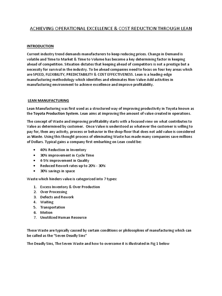 Achieving Opex SME Article 1 | PDF | Lean Manufacturing | Inventory