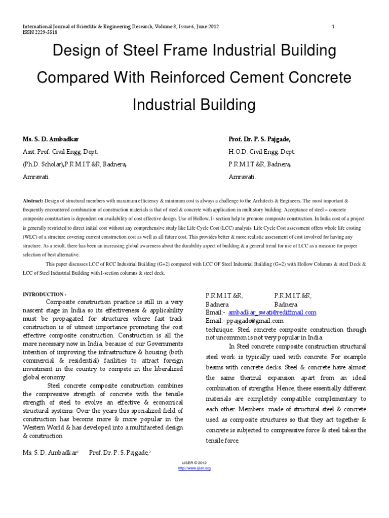 Researchpaper Design of Steel Frame Industrial Building Compared With ...