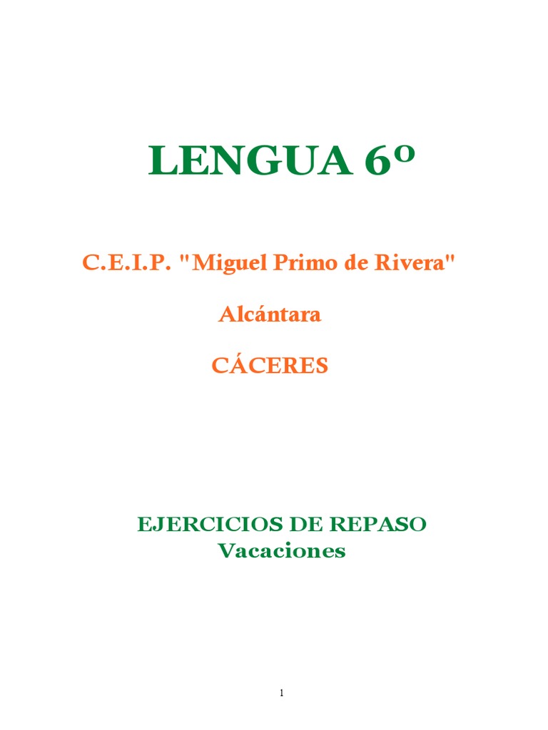 6º Lengua Verano PDF | PDF