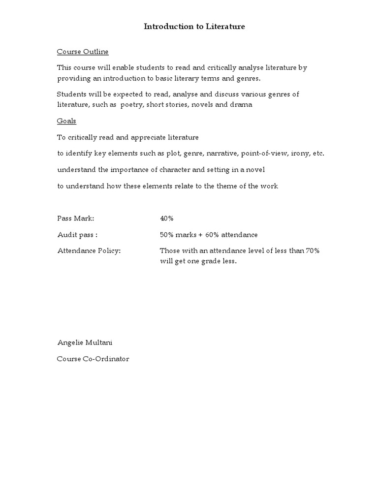 Introduction To Literature | PDF