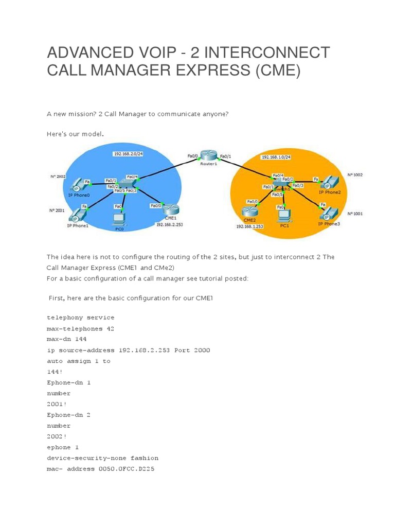Advanced Voip - 2 Interconnect Call Manager Express (Cme) | PDF