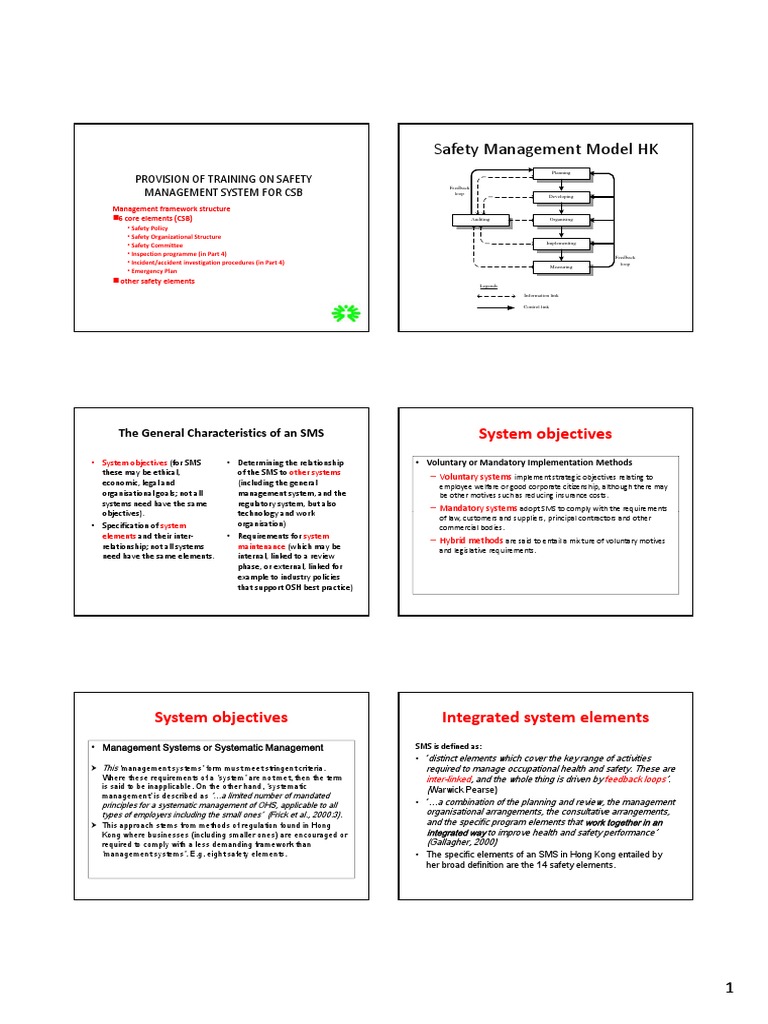 System Objectives: Safety Management Model HK | PDF | Occupational ...
