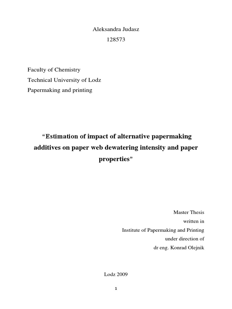 38a Estimation of Impact of Alternative Papermaking Additives On Paper ...