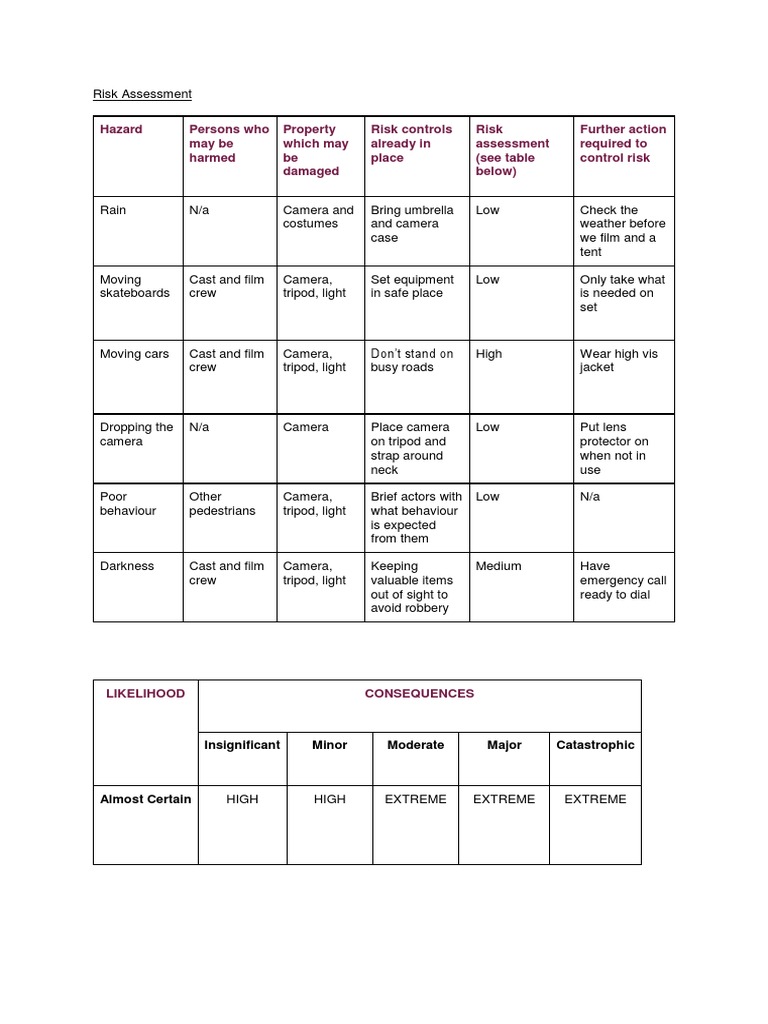 Risk Assessment | PDF | Camera | Risk