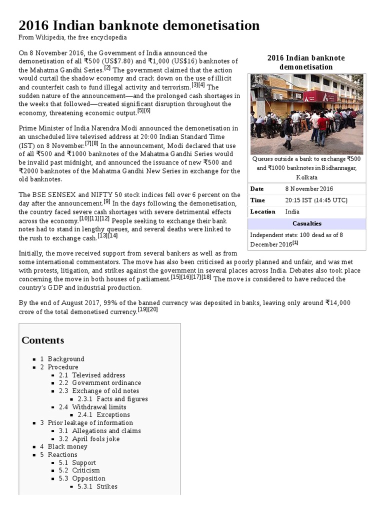 2016 Indian Banknote Demonetization | PDF | Indian Black Money | Legal ...