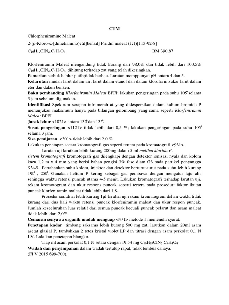 Panduan Lengkap Chlorpheniramine Maleat | PDF | Kehamilan | Dosis ...