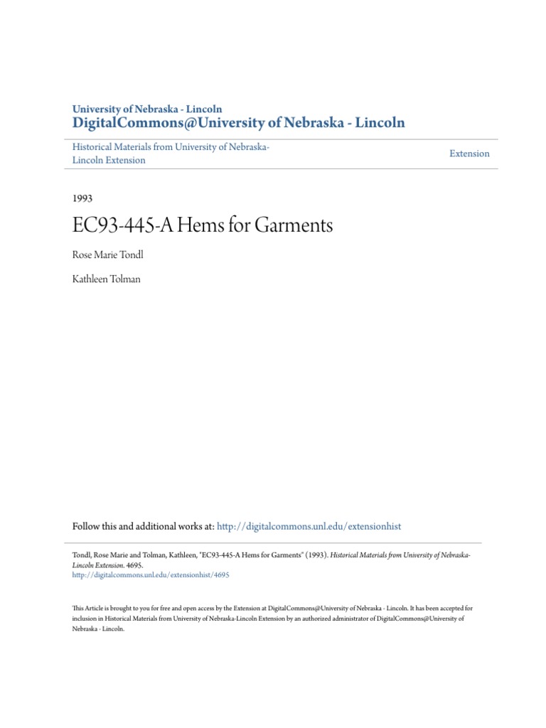 Hems For Garments | PDF | Seam (Sewing) | Textile Arts