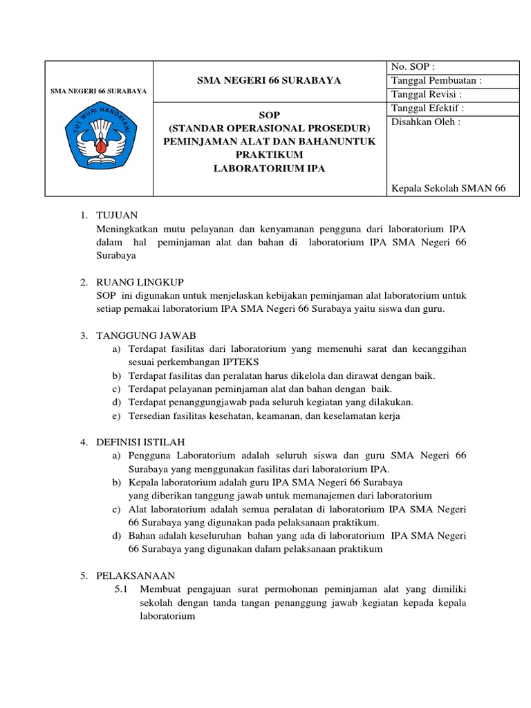 Sop Peminjaman Alat | PDF