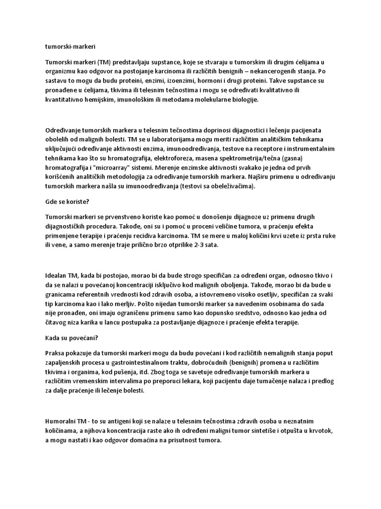 Tumorski Markeri | PDF