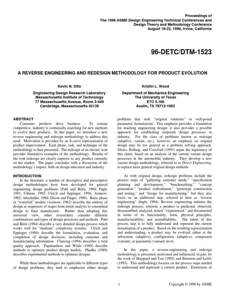 1996 - A Reverse Engineering and Redesign Methodology For Product ...