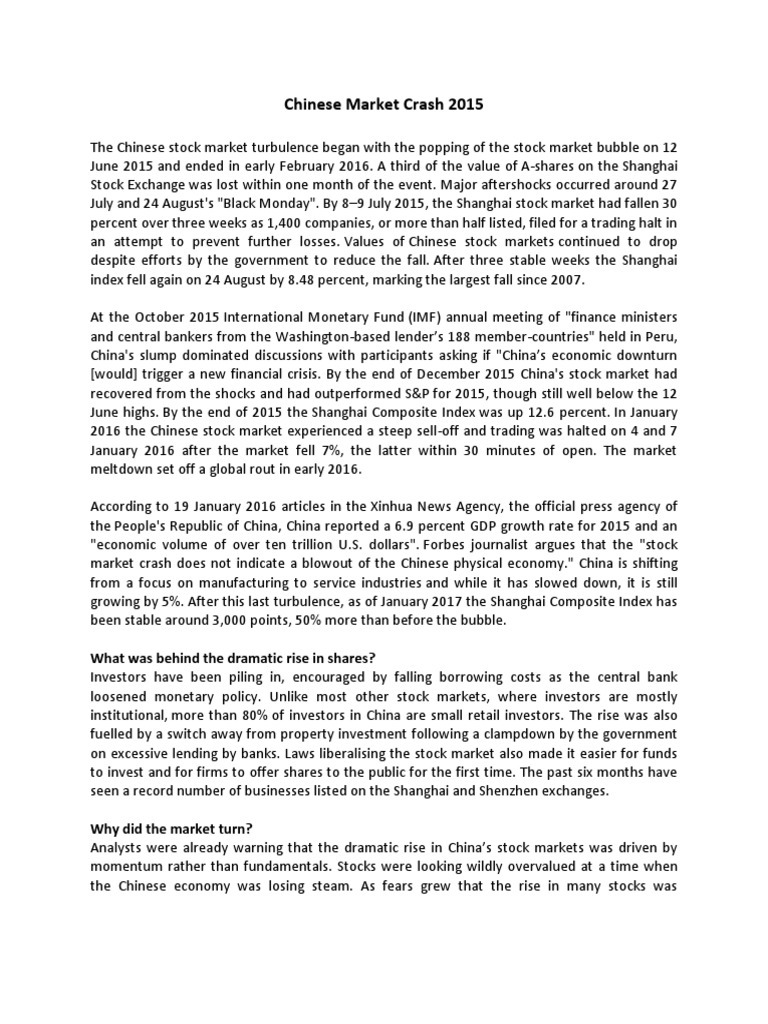 Chinese Stock Market Crash 2015 Analysis | PDF | Stock Market | Margin ...