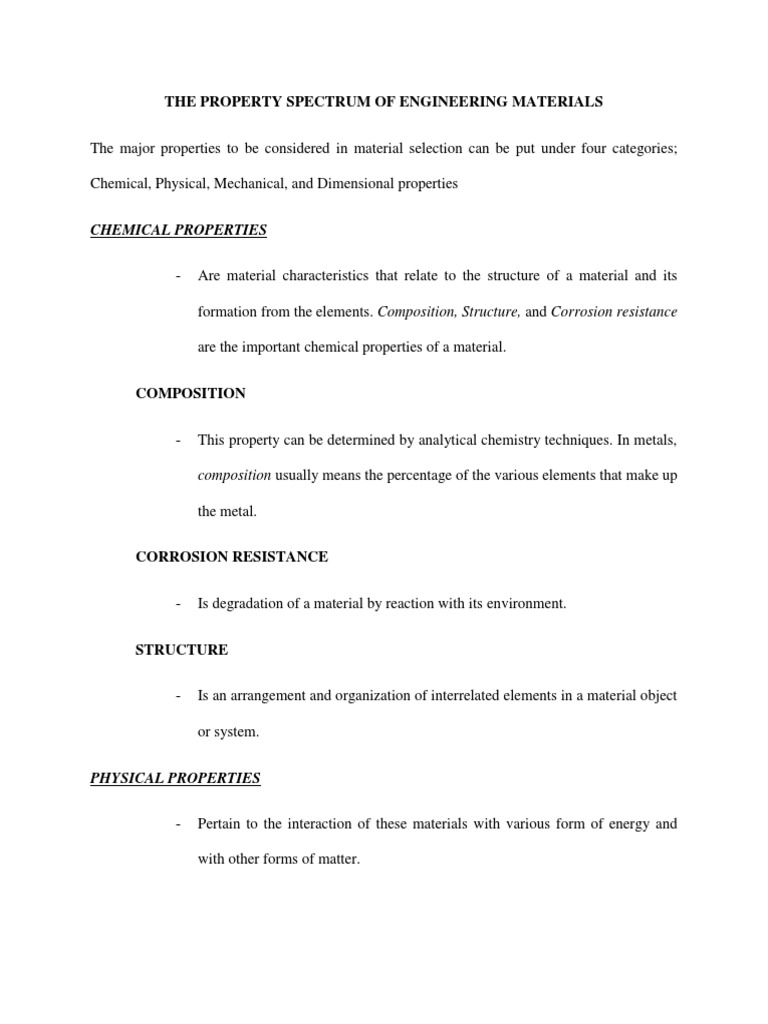 Engineering Materials Properties Spectrum Pdf Deformation