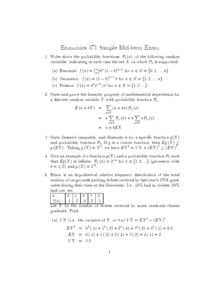 Econ 371 1 | PDF | Probability Theory | Probability And Statistics