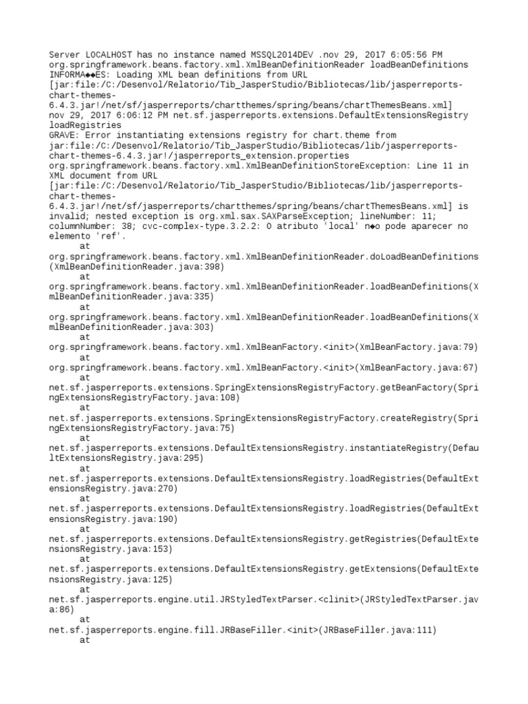 Error Loading Chart Theme XML Configuration File Due To Invalid XML Attribute In JasperReports ...