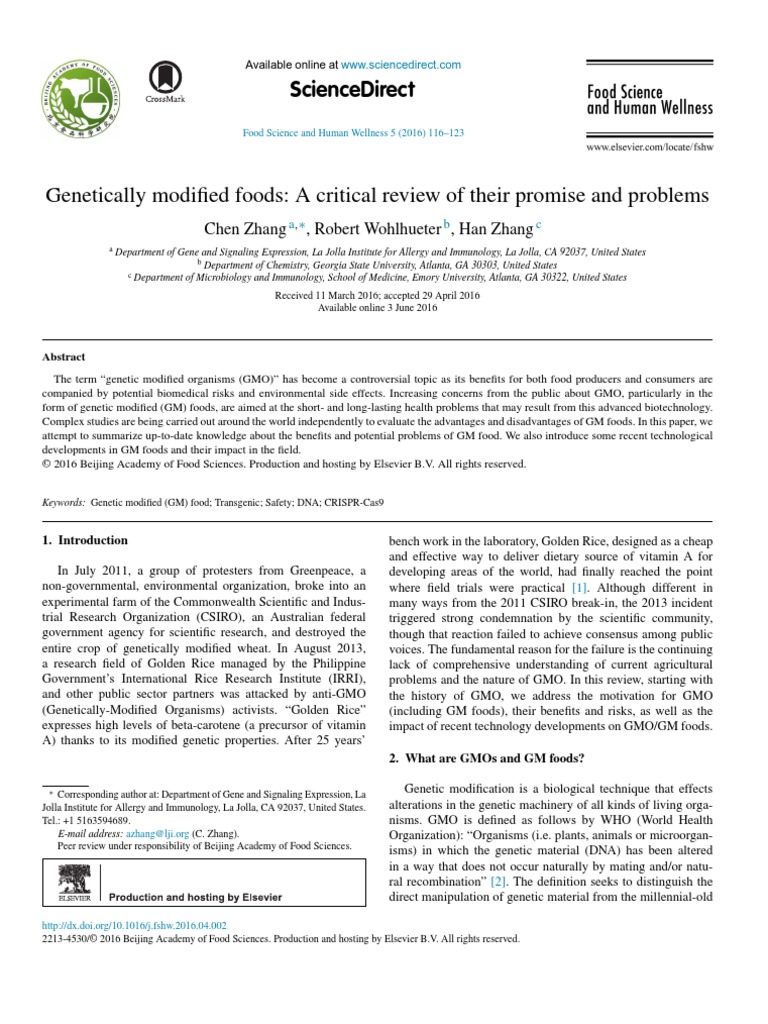 Genetically Modified Foods A Critical Review of Their Promise and ...