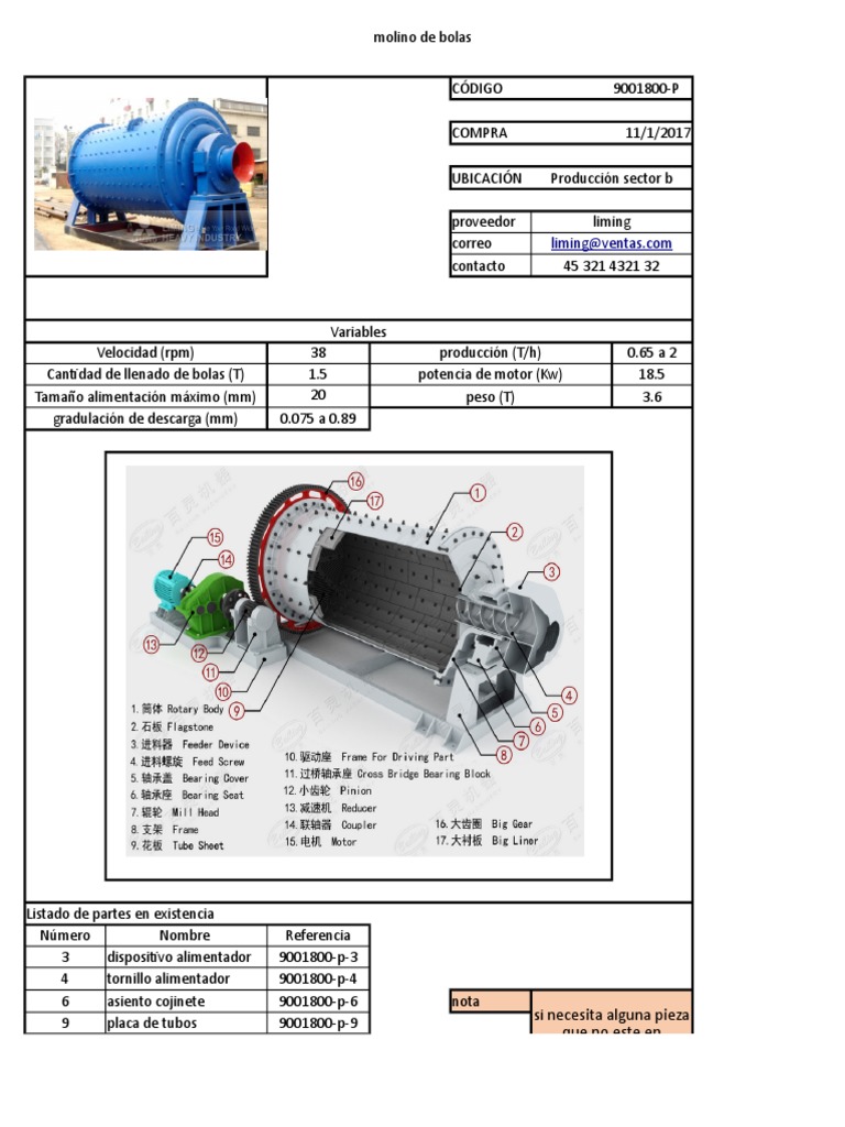 Molino de Bolas | PDF | Molino (molienda) | Ingeniería mecánica