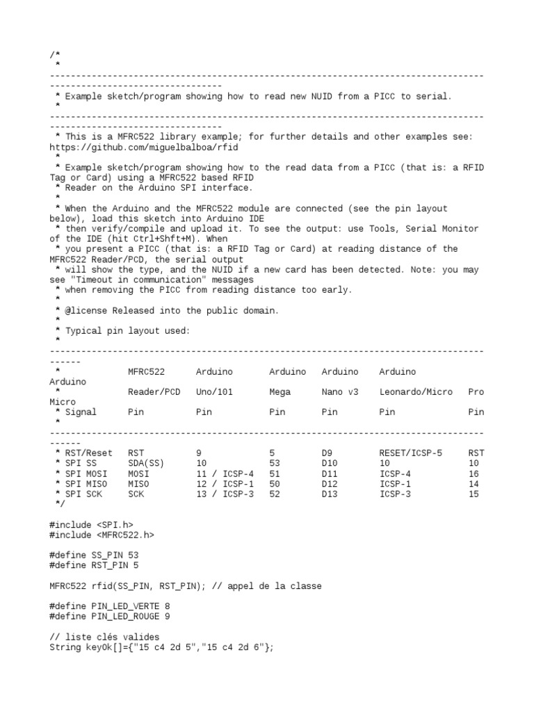 TutoRFID2 Ino | PDF | Arduino | Computer Hardware