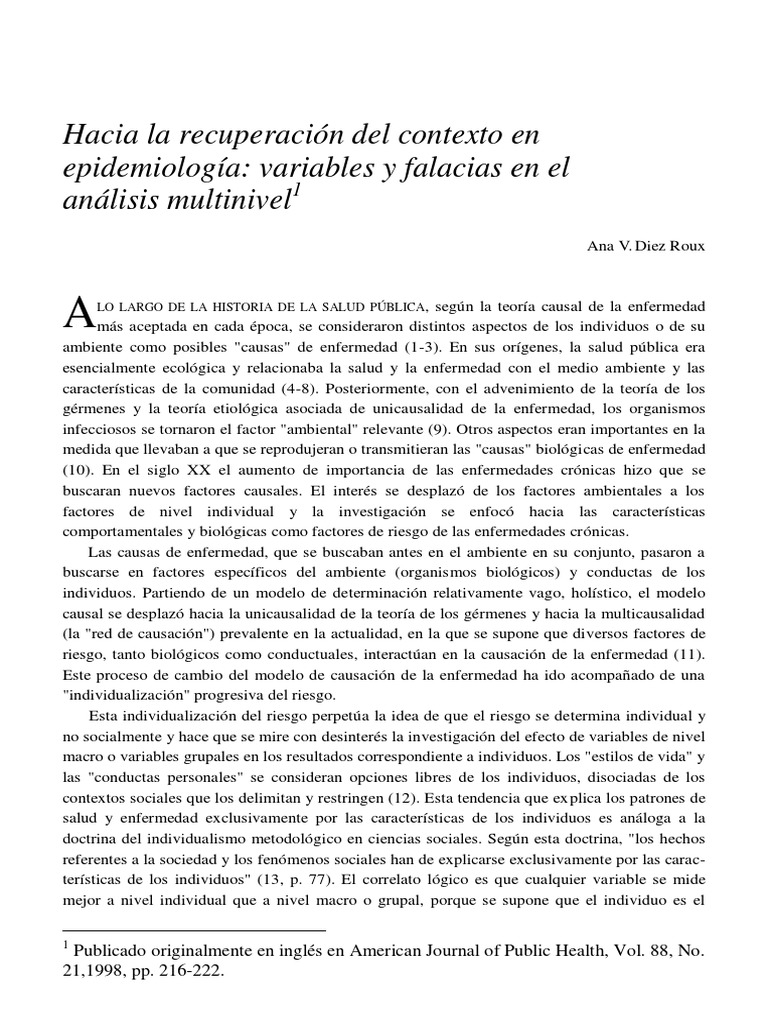 Variables Contextuales. Diez Roux | Descargar gratis PDF ...