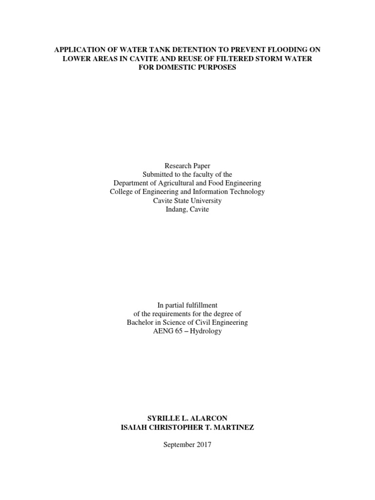 Application of Water Tank Detention To Prevent Flooding On Lower Areas ...