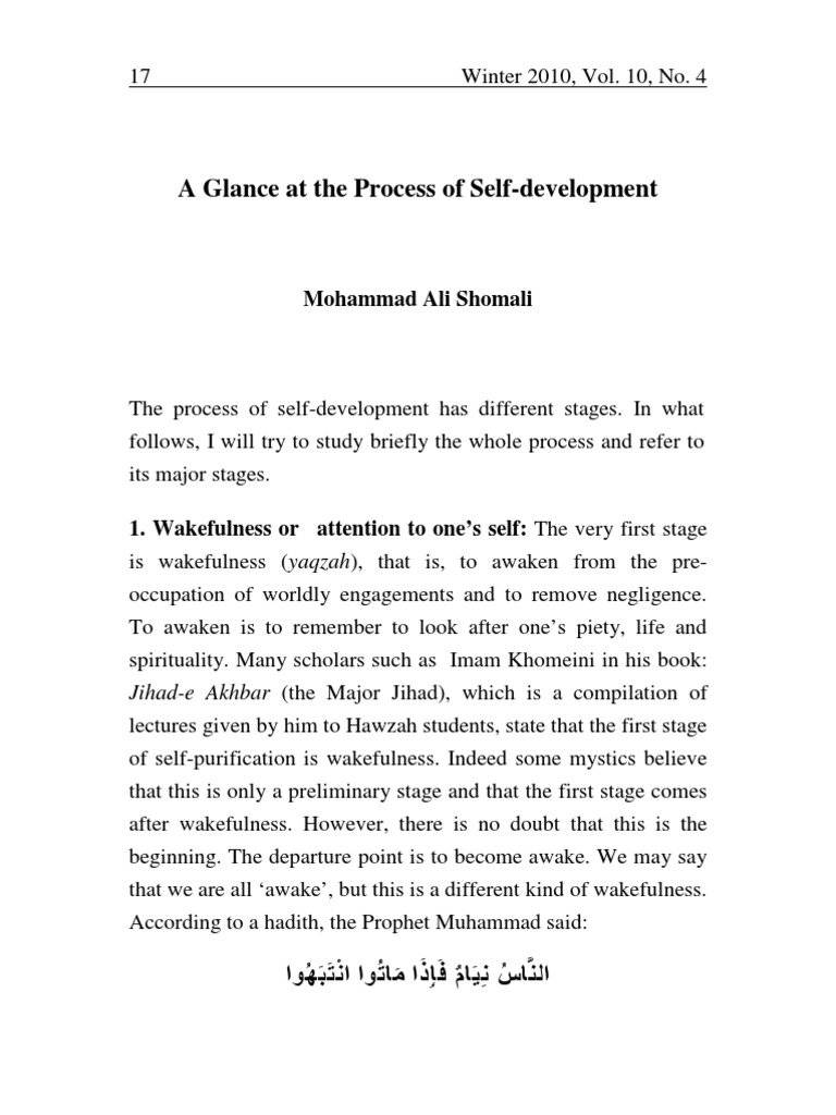 DR M Shomali - A Glance at The Process of Self-Development | PDF | Shia ...