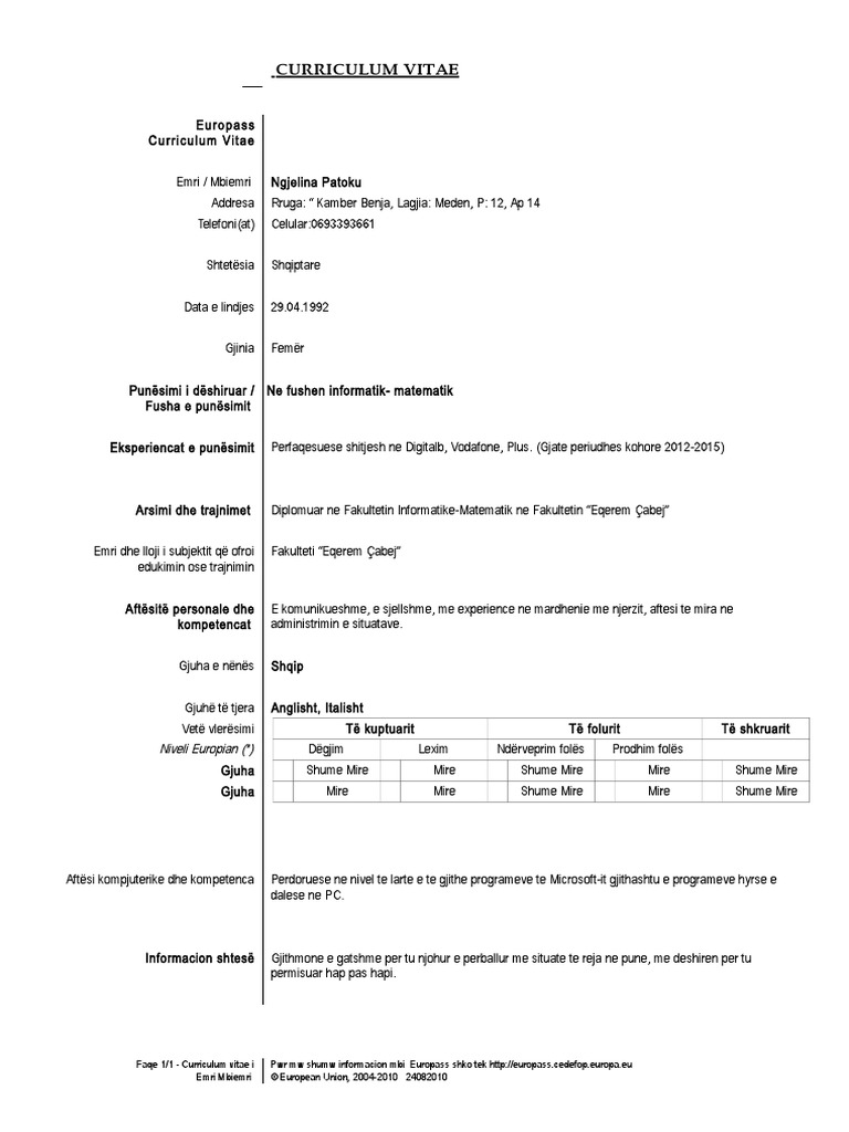 Curriculum Vitae | PDF