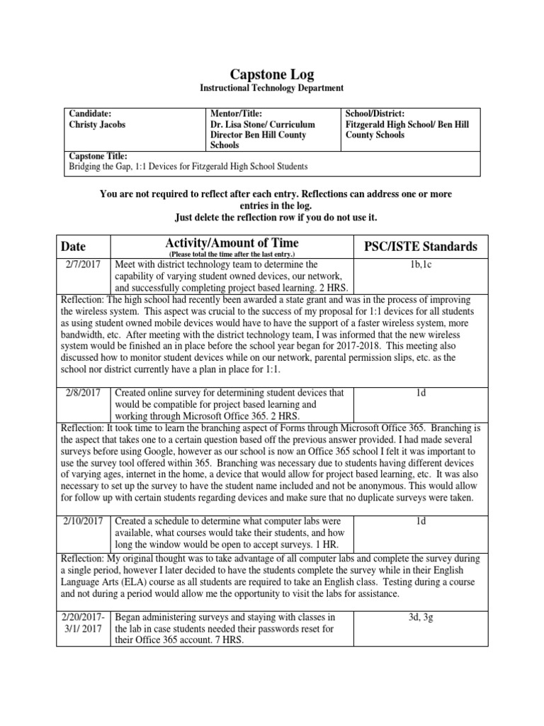 Capstone Log | PDF | Elementary And Secondary Education Act | Sprint ...