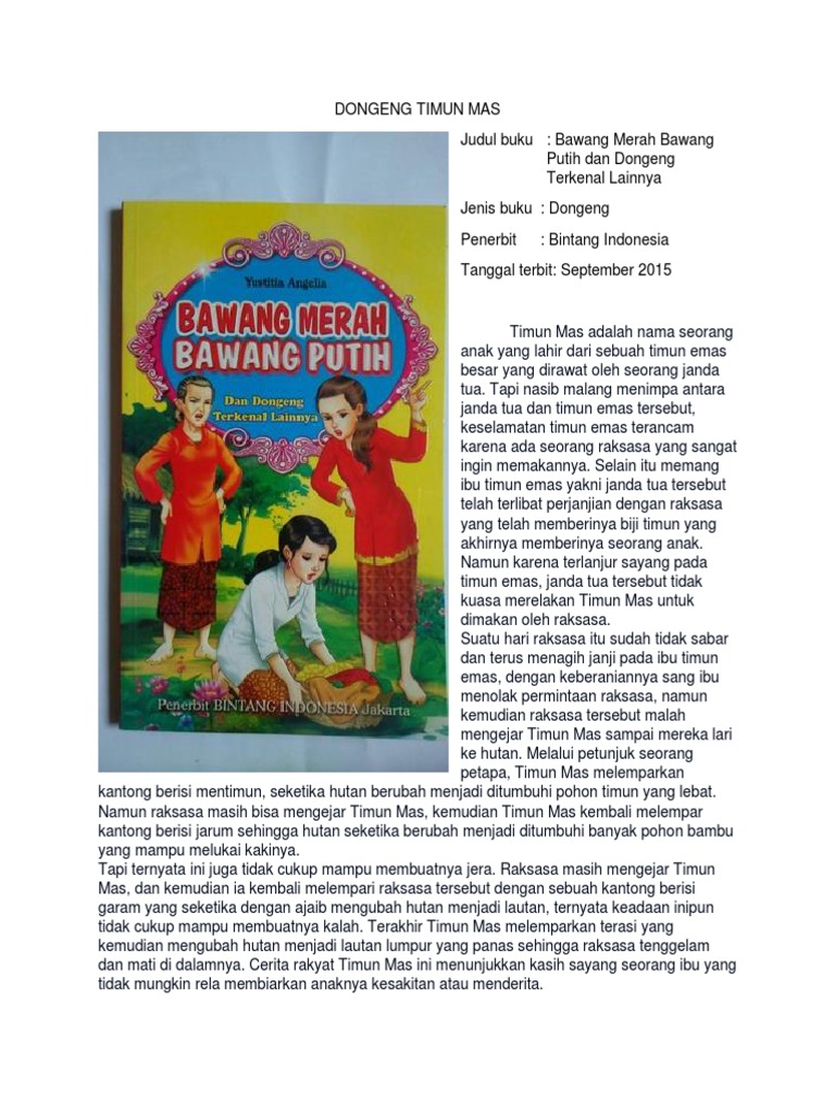 Dongeng Timun Mas: Kisah Ibu dan Raksasa | PDF