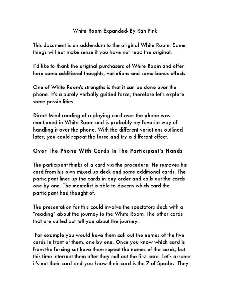 White Room Expanded PDF | PDF | Playing Cards | Toys