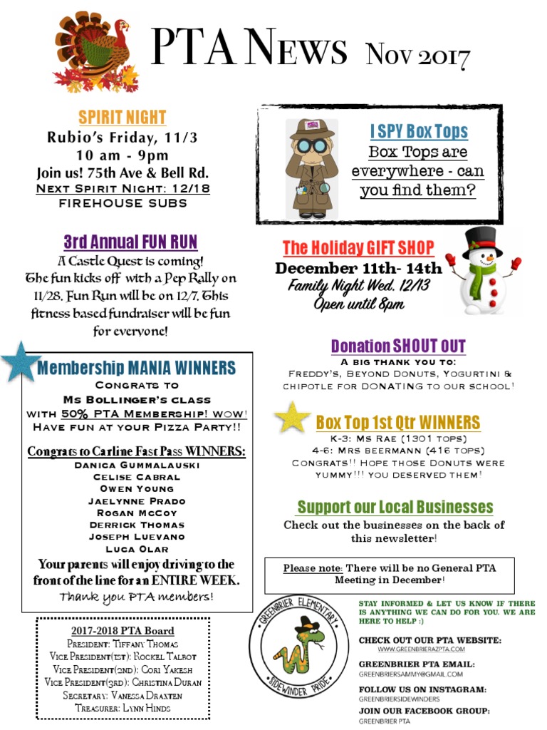 November Pta Newsletter | PDF