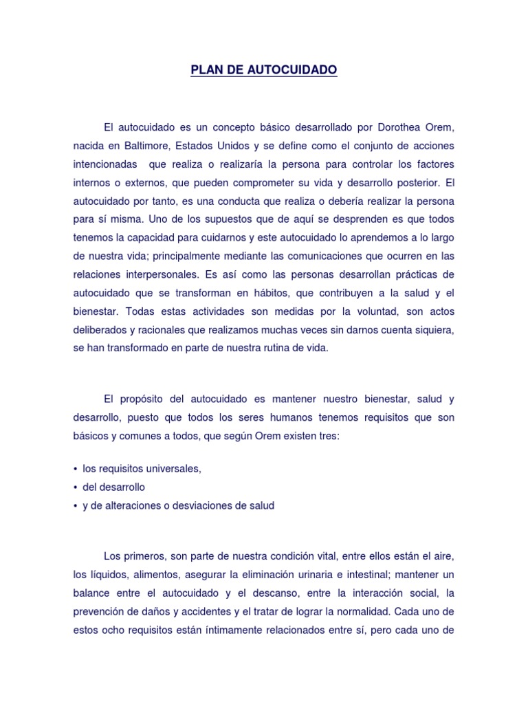 Plan de Autocuidado | PDF | Bienestar | Conceptos psicologicos