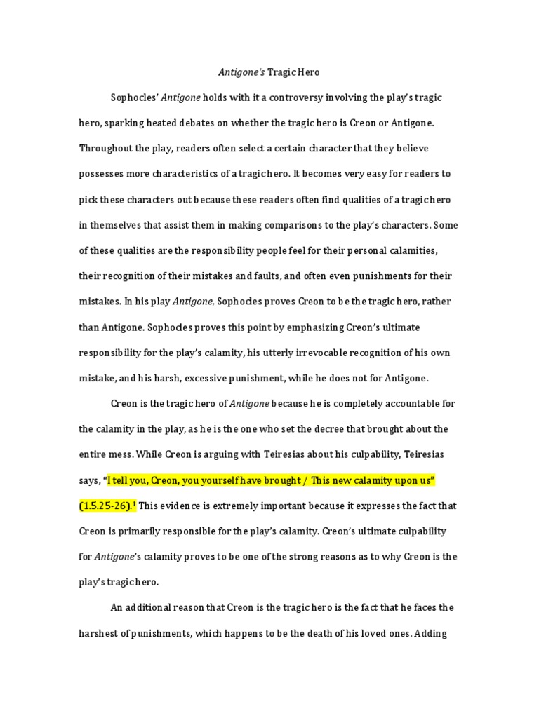 Antigone's Tragic Hero | PDF | Tragedy | Disaster And Accident