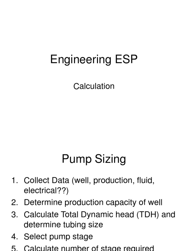 Engineering ESP: Calculation | PDF | Horsepower | Pump