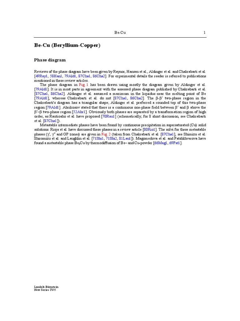 Be-Cu (Beryllium-Copper) : Phase Diagram | PDF