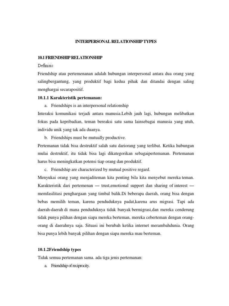 Interpersonal Relationship Types | PDF | Pengembangan Diri