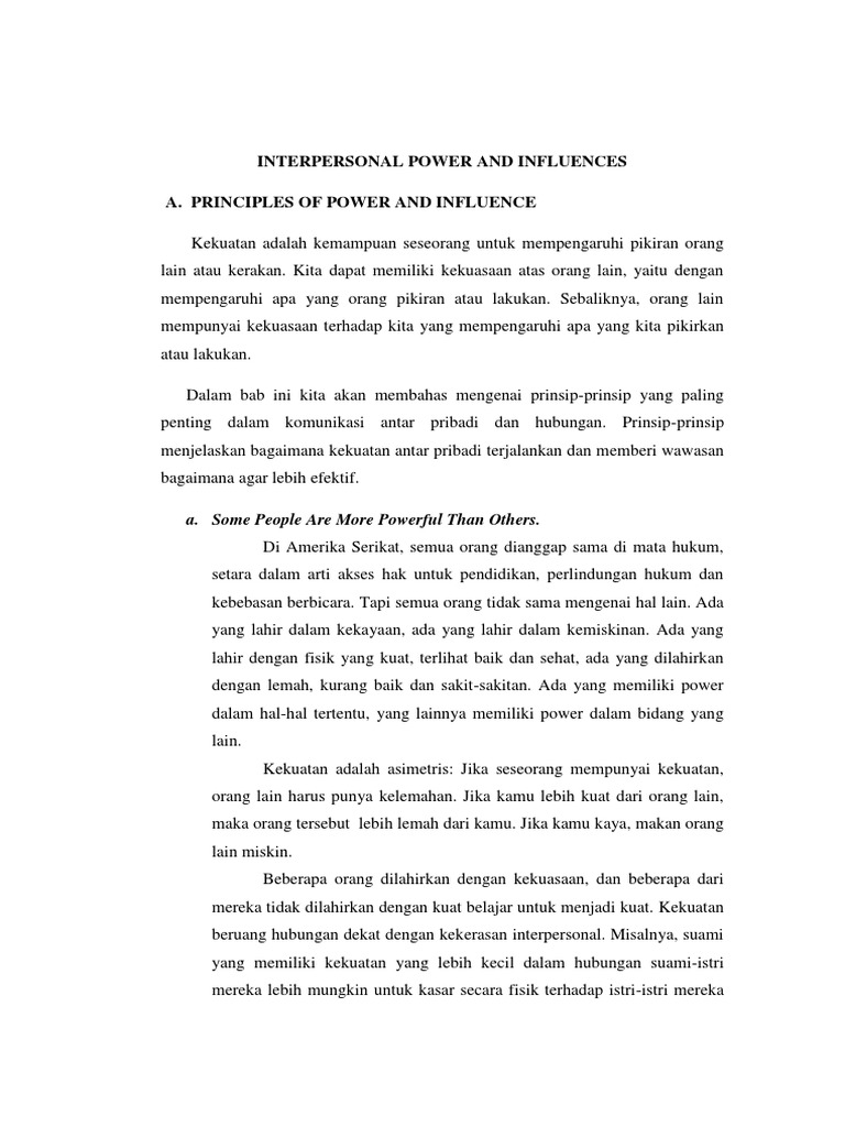Interpersonal Power and Influences | PDF