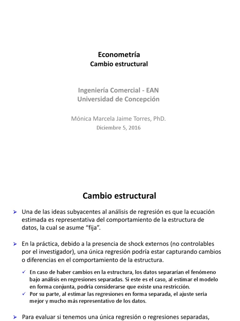 Ejemplo de Cambio Estructural en Econometría | PDF | Econometría ...