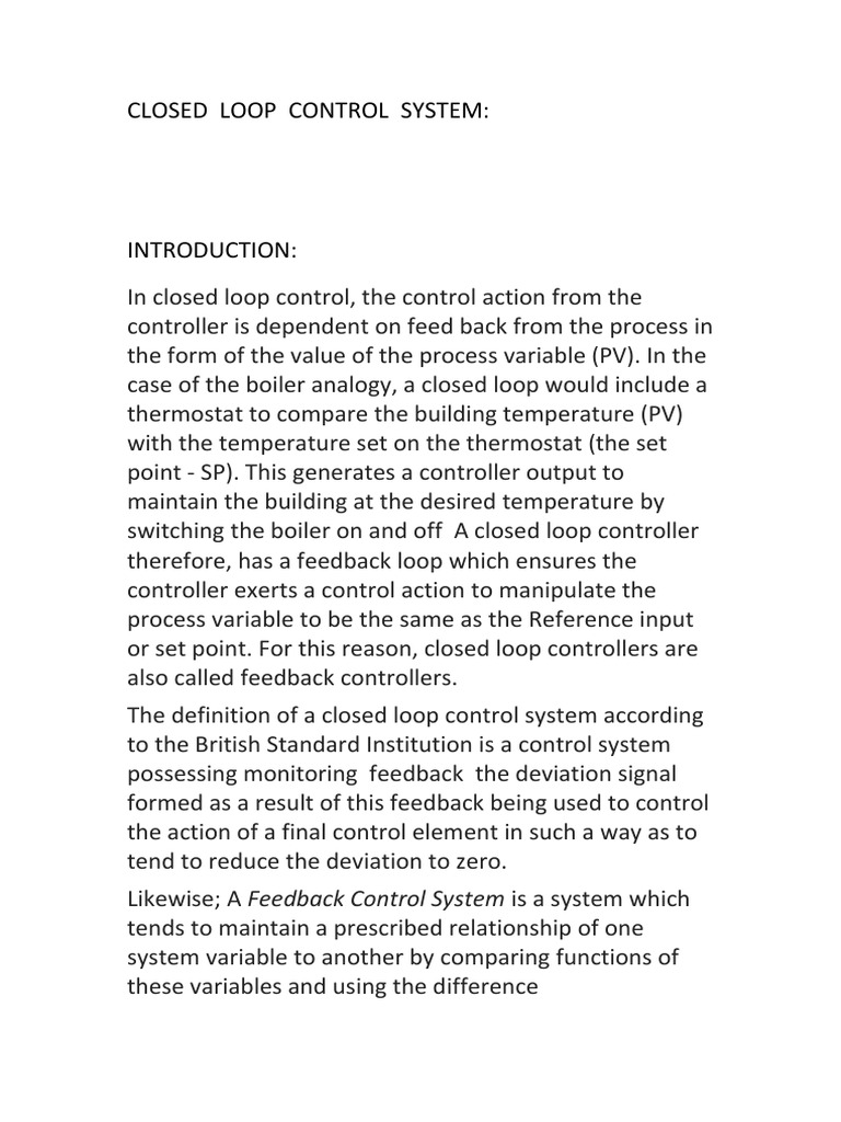 Closed Loop Control System | PDF | Control Theory | Control System