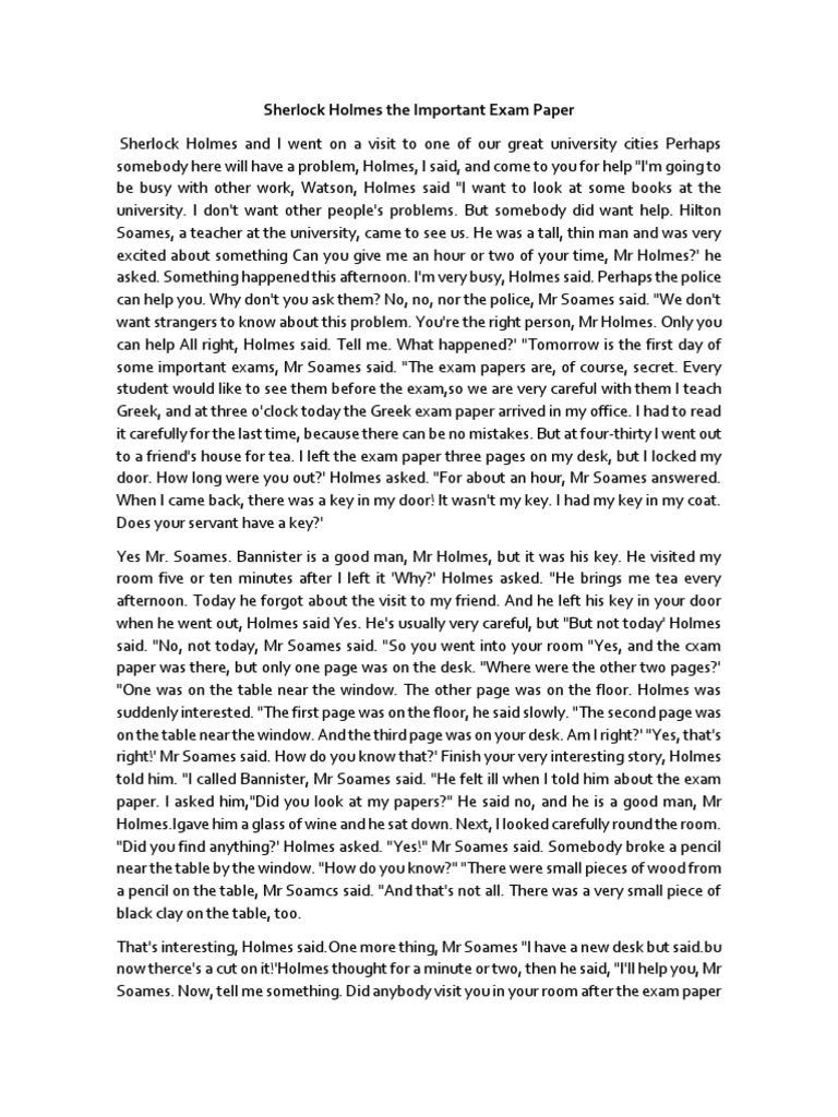 Mystery of the Exam Papers | PDF | Sherlock Holmes | Dr. Watson