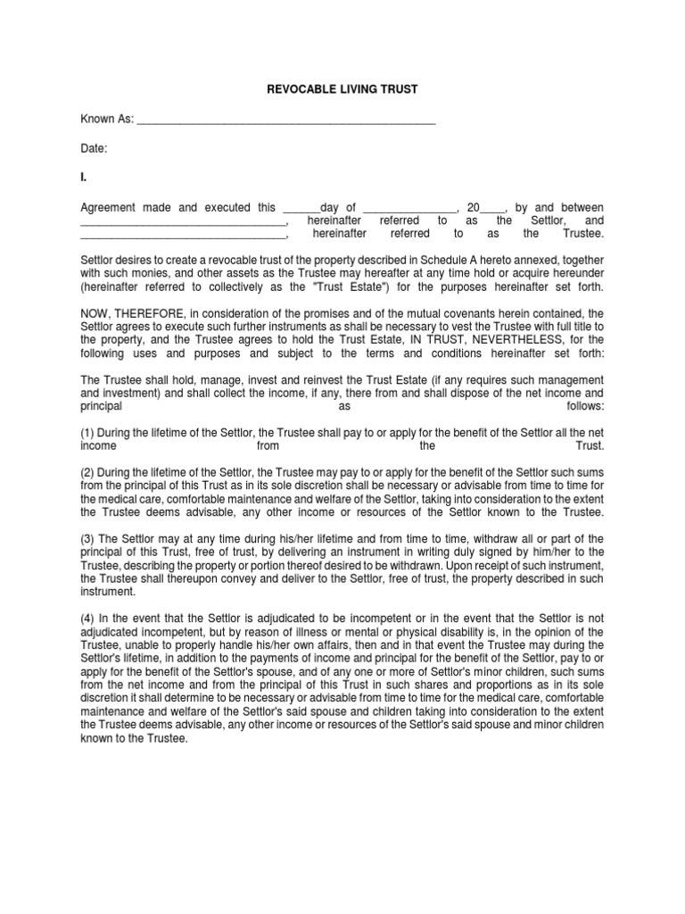 Revocable Living Trust | PDF | Settlor | Trust Law