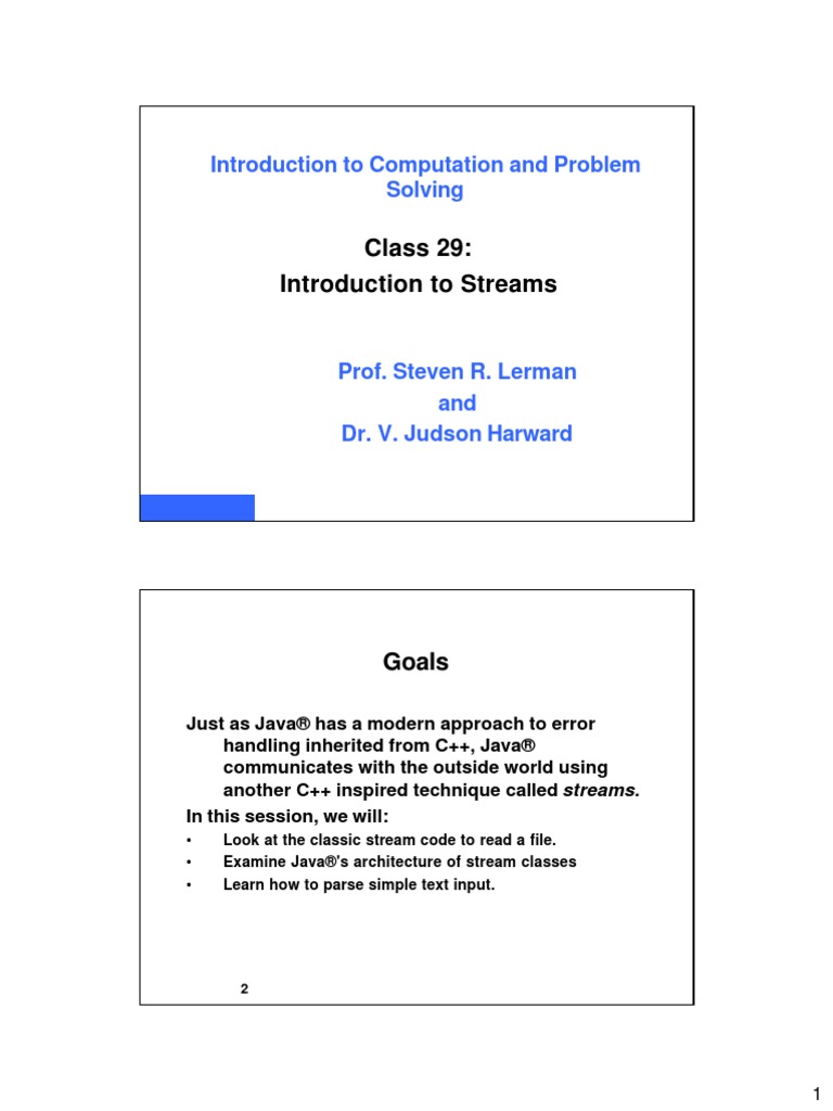 Class 29: Introduction To Streams | PDF | Input/Output | Java (Programming Language)