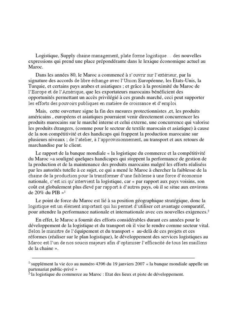 Introduction Logistique PDF | PDF | Maroc | Logistique