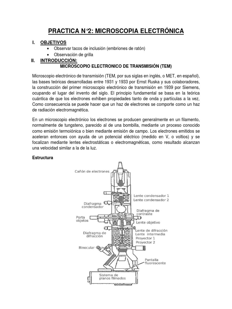 PRACTICA de Biologia Molecular | PDF | Microscopio de transmisión por electrones | Electrón